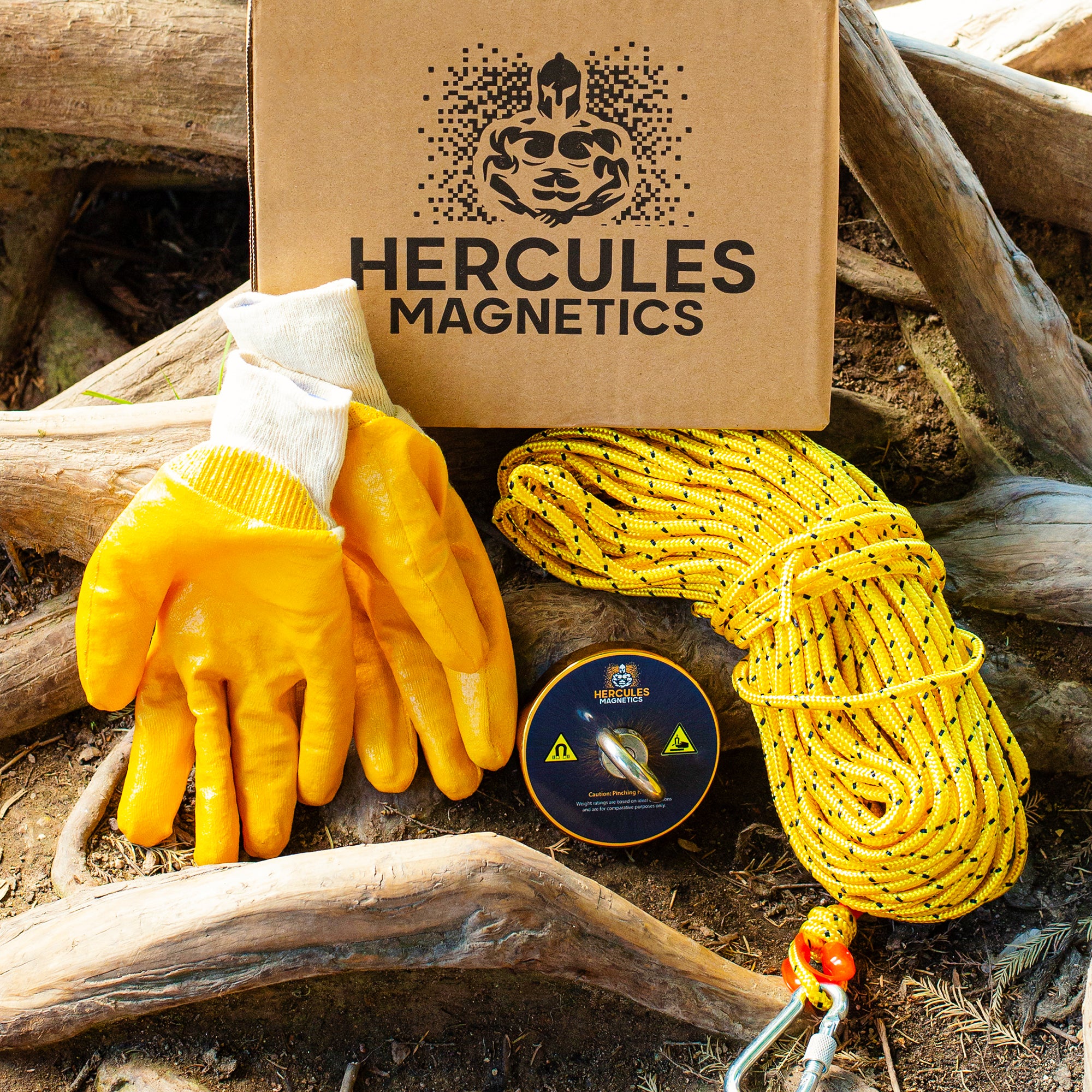 1000 lbs Magnet Fishing Kit w/ 100ft Nylon Rope, Carabiner & Gloves ...